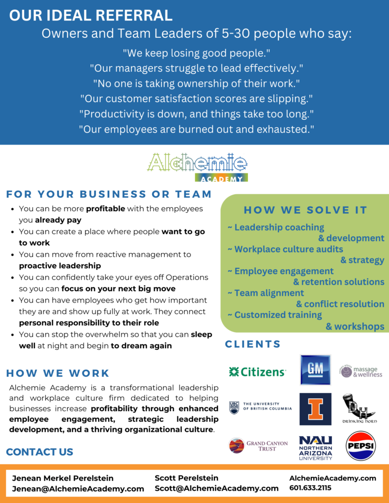 Alchemie Academy Referral Sheet - Alchemie Academy